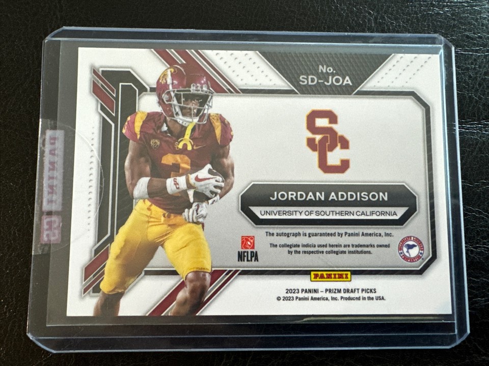 Jordan Addison 2023 Panini Prizm Draft Picks Signing Day Rookie RC Auto ...