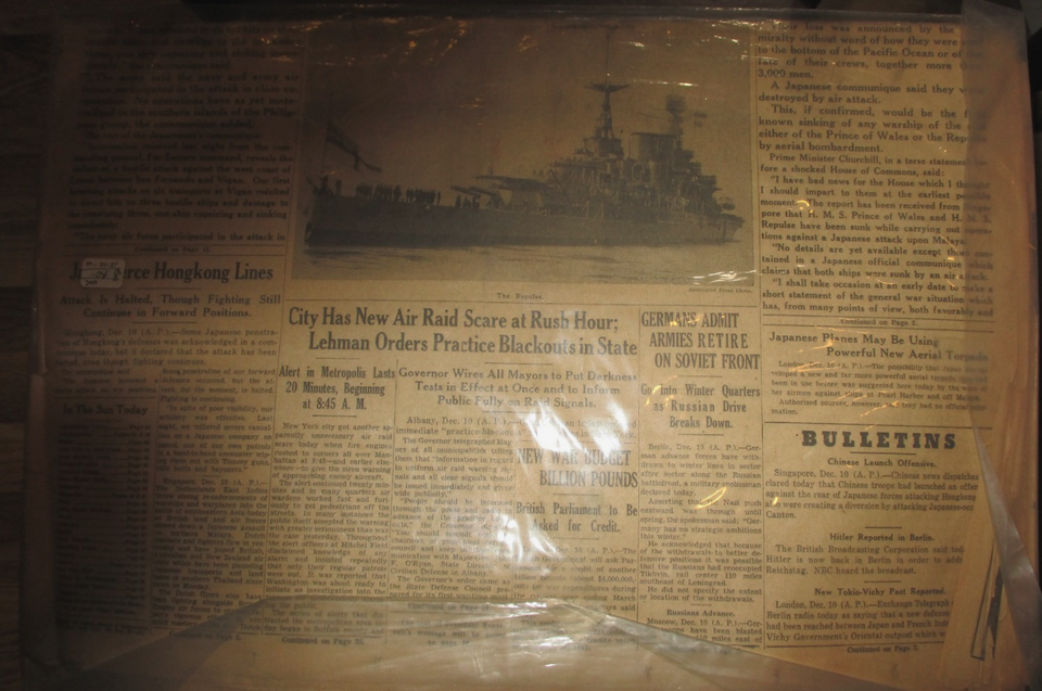 THE SUN NEW YORK DECEMBER 10, 1941 JAPS SINK WALES AND THE REPULSE ...