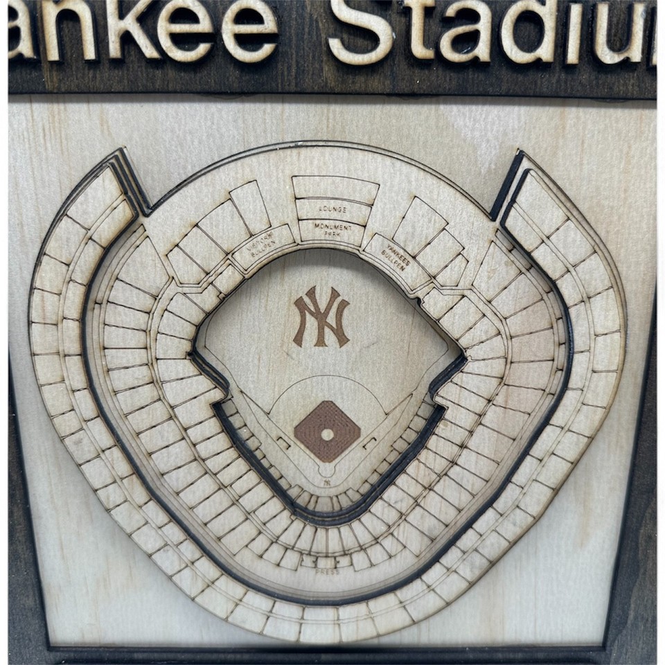Yankee Stadium 3D Wood Map, Laser Engraved Baseball Wall Art FREE ...
