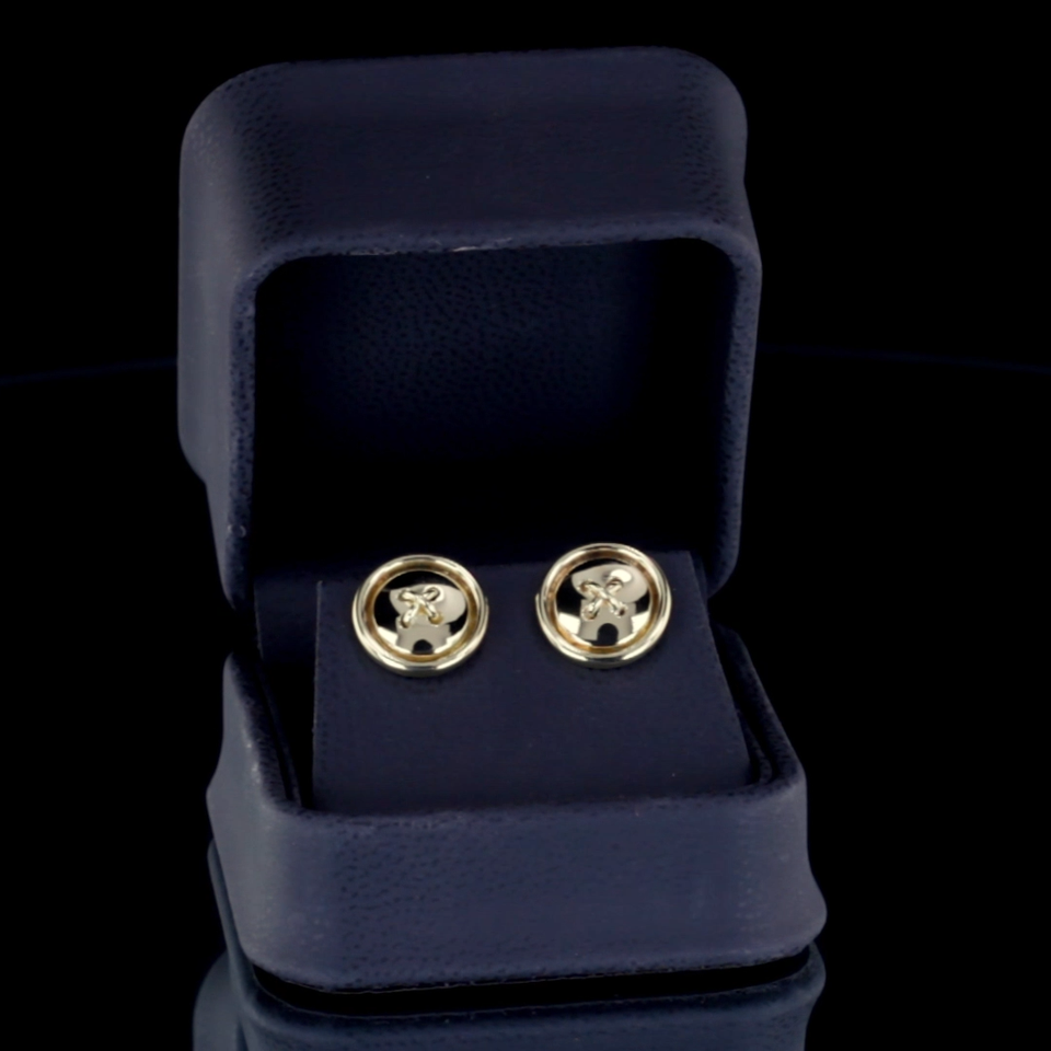 18k Yellow Gold Vintage Button-Style Cufflinks Engraved 750 5H | eBay
