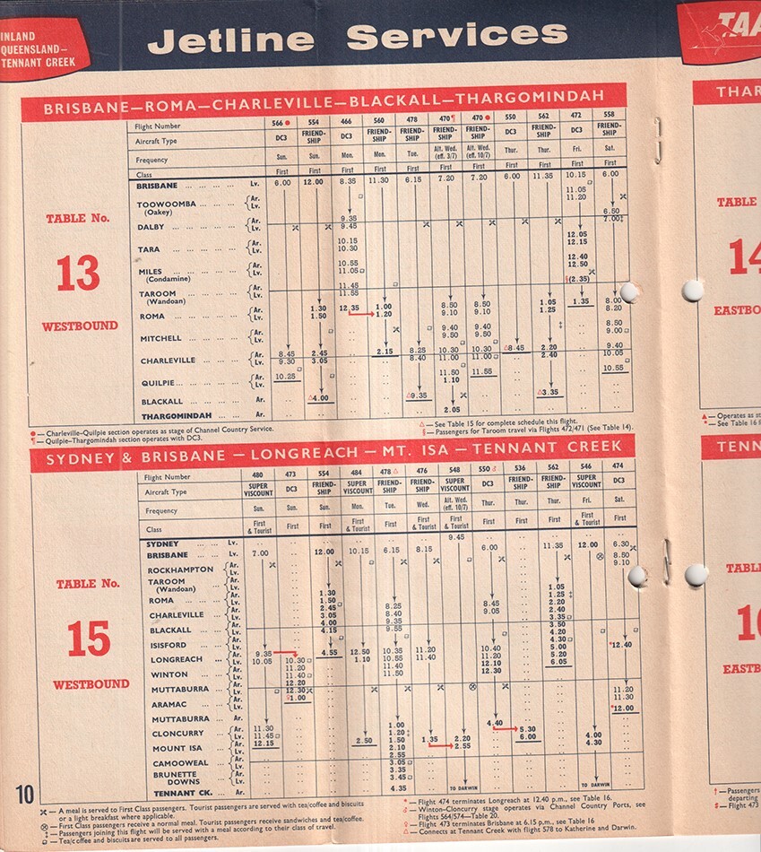 TAA Trans-Australia Airlines timetable 1963/07/01 | eBay