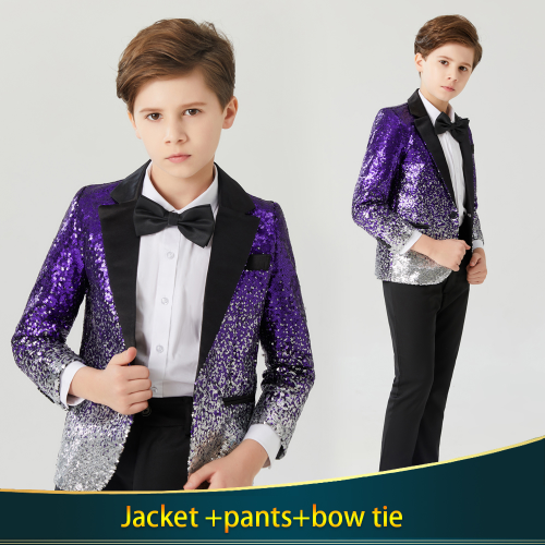 Children's Gradient Sequin Suit Boys Catwalk Sequins Host Stage Model ...