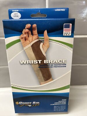 Sport Aid Wrist Brace Support Palm Stay Beige LEFT LARGE Hand Support ...