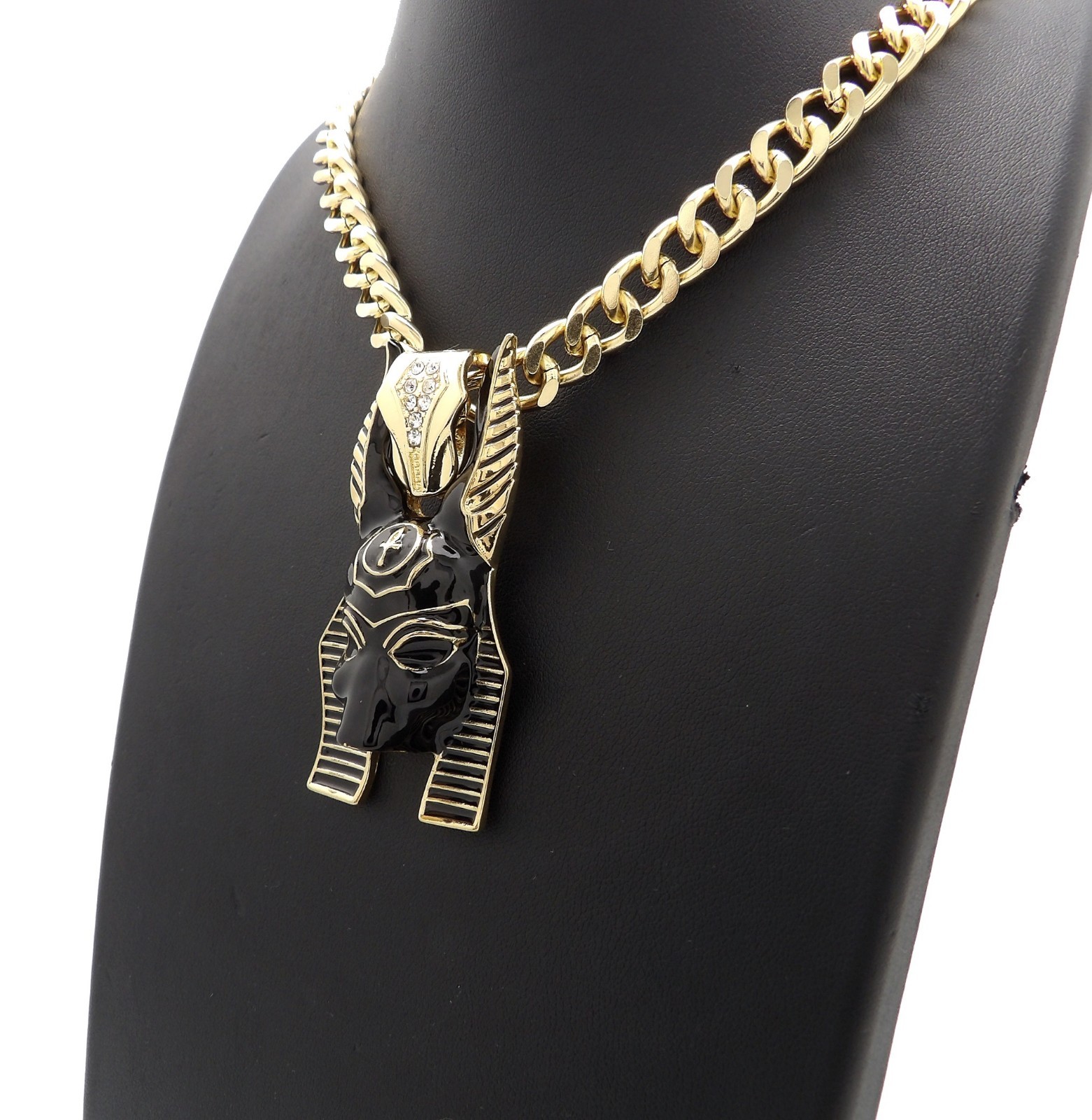 New Egyptian Anubis Head Pendant 9mm/18" Link Chain Hip Hop Necklace ...