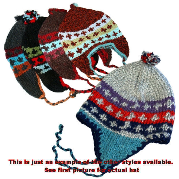 Winter HAT - Blue Handmade Pakistani Wool - Adult Knitted Hippie Ski ...