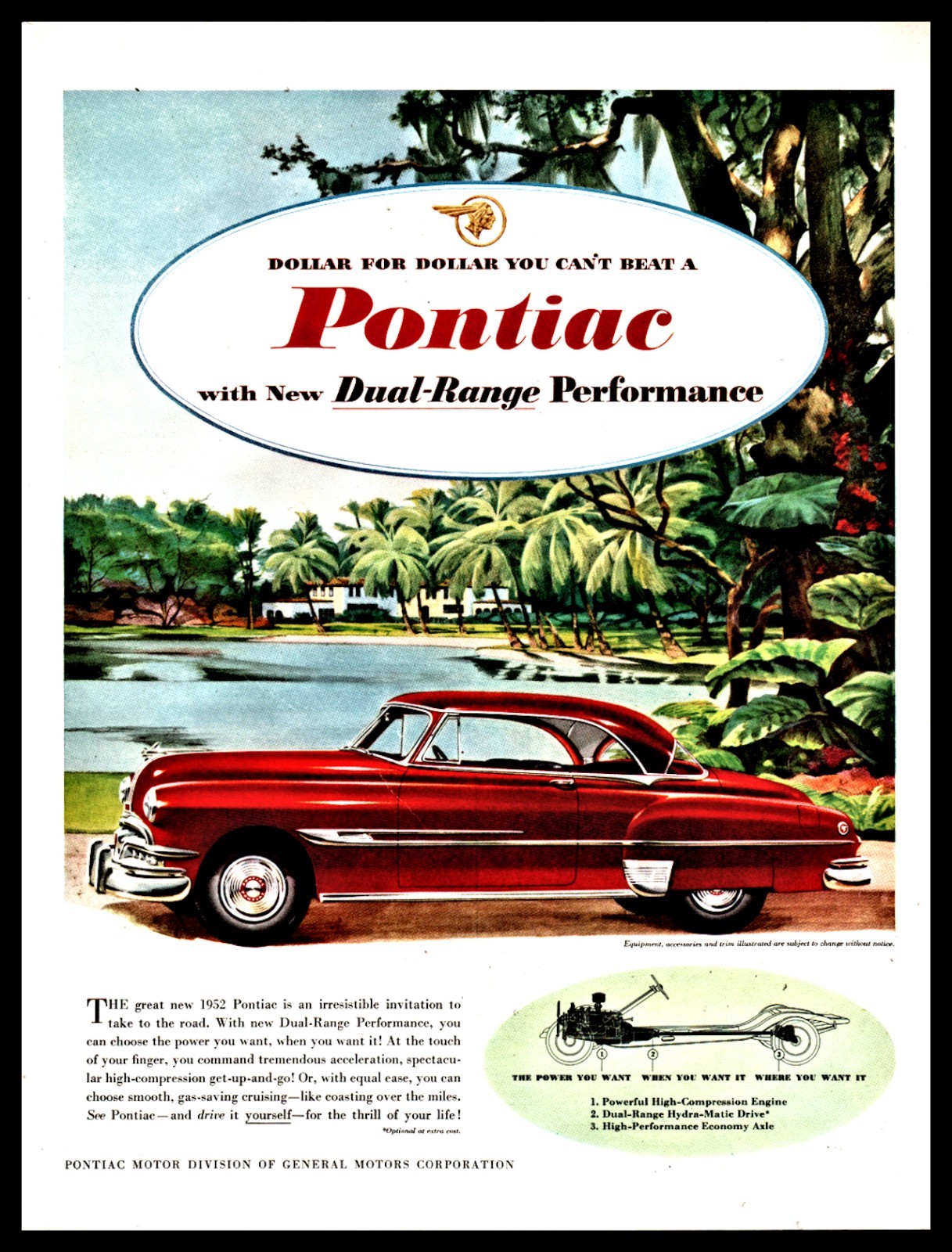1952 PONTIAC Dark Red Maroon 2-Door Hardtop Classic Car AD | eBay
