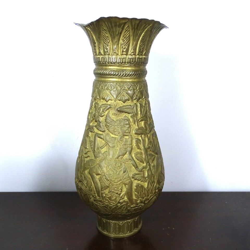 Vintage Trench Art Brass Shell Casing Vase Indonesian Rama Sita Idol ...