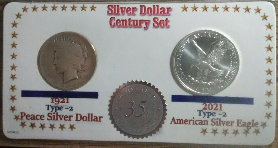 1921 PEACE & MORGAN & 2021 Type-1 & Type-2 - 35th Silver Eagle Dollar ...