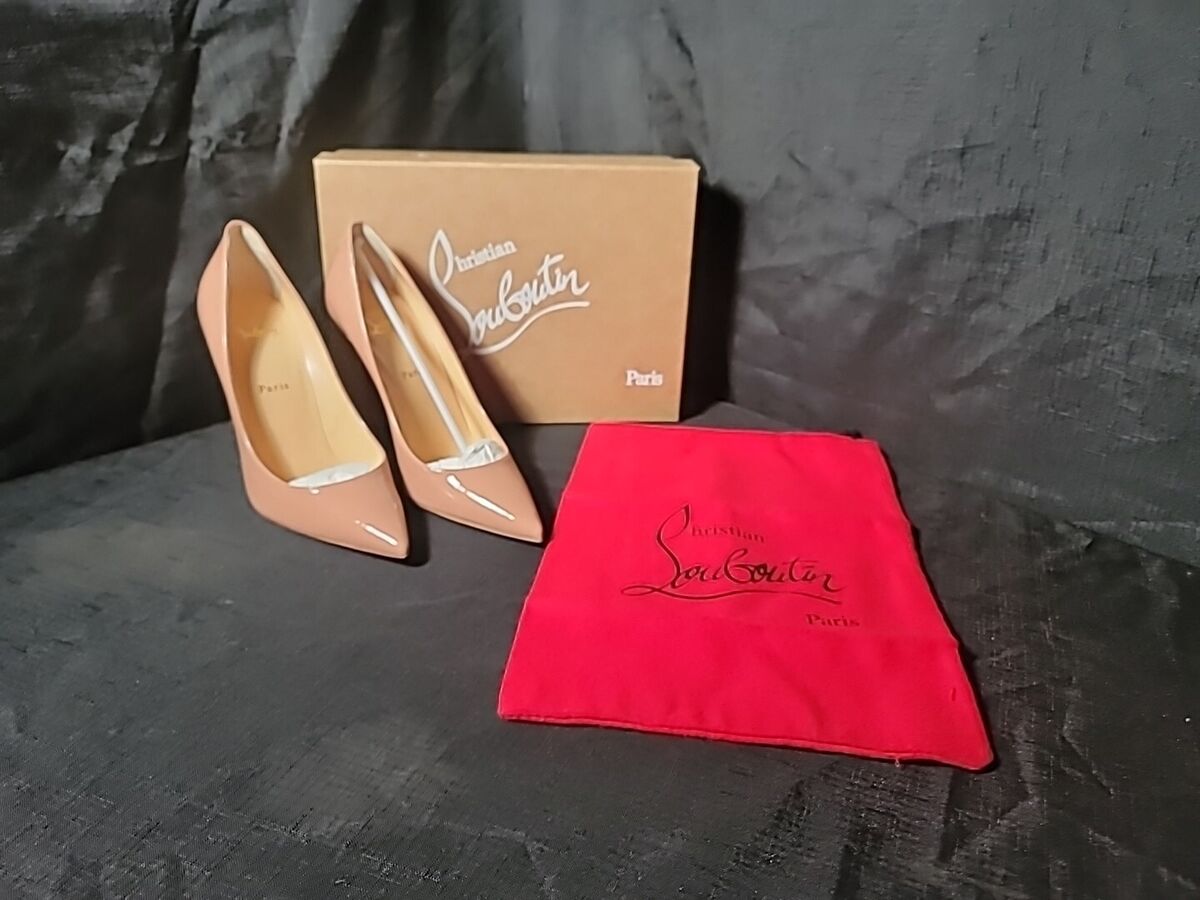 NEW Christian Louboutin Kate 100 Nude Patent Leather Pumps NEW Christian Louboutin Kate 100 Nude Patent Leather Pumps