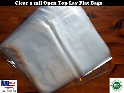 1 Mil Clear Lay Flat Open Top Poly Bags Plastic Baggie Packing Shipping ...