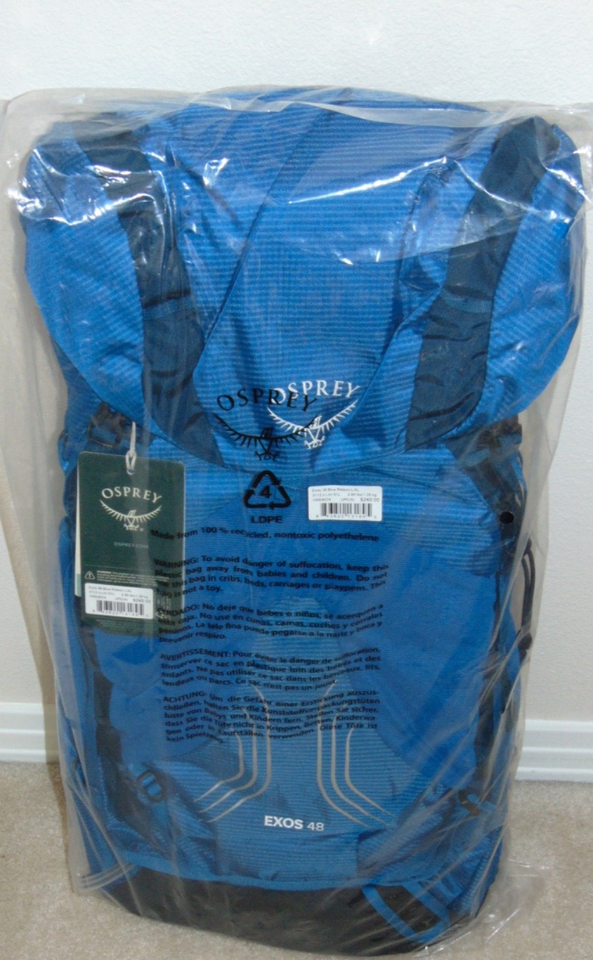 NEW OSPREY EXOS 48 BLUE RIBBON L/XL | eBay