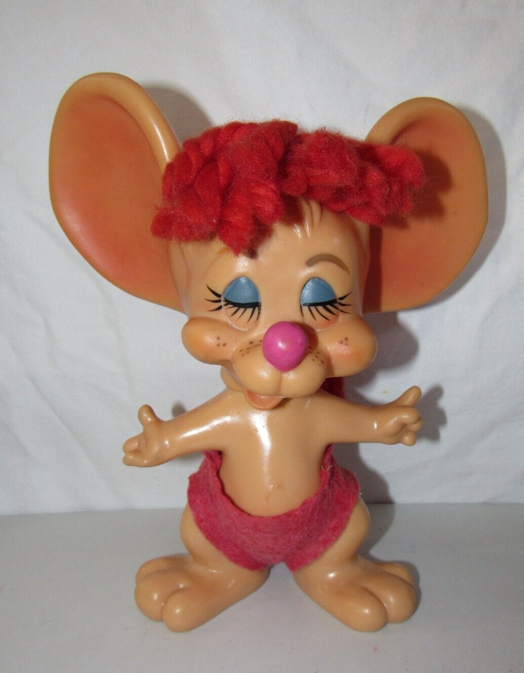 VTG 1970 ROY DES OF FLORIDA RED BRAIDED PIG TAIL YARN HAIR BIG EAR ...