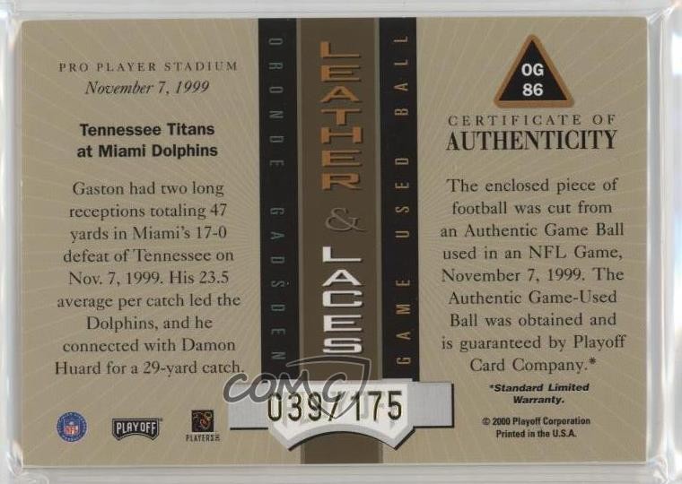 2000 Playoff Absolute Leather & Laces Ball /175 Oronde Gadsden #OG86 | eBay