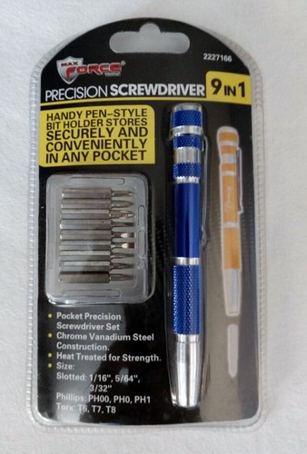 Max Force Pocket Precision Screwdriver 9 in 1 Chrome Vanadium Steel ...