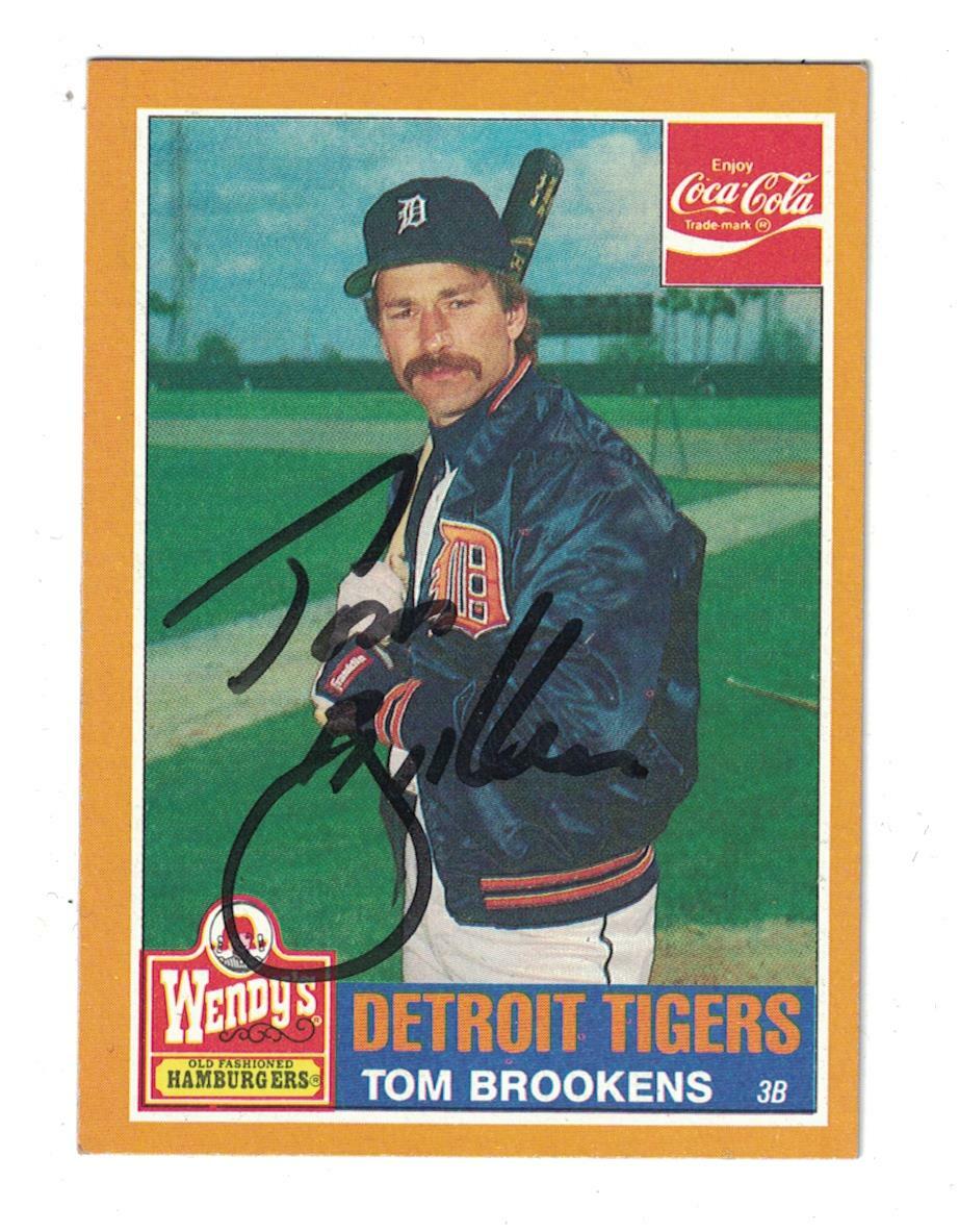 Tom Brookens AUTOGRAPHED 1985 WENDY'S COCA-COLA BASEBALL CARD SIGNED ...