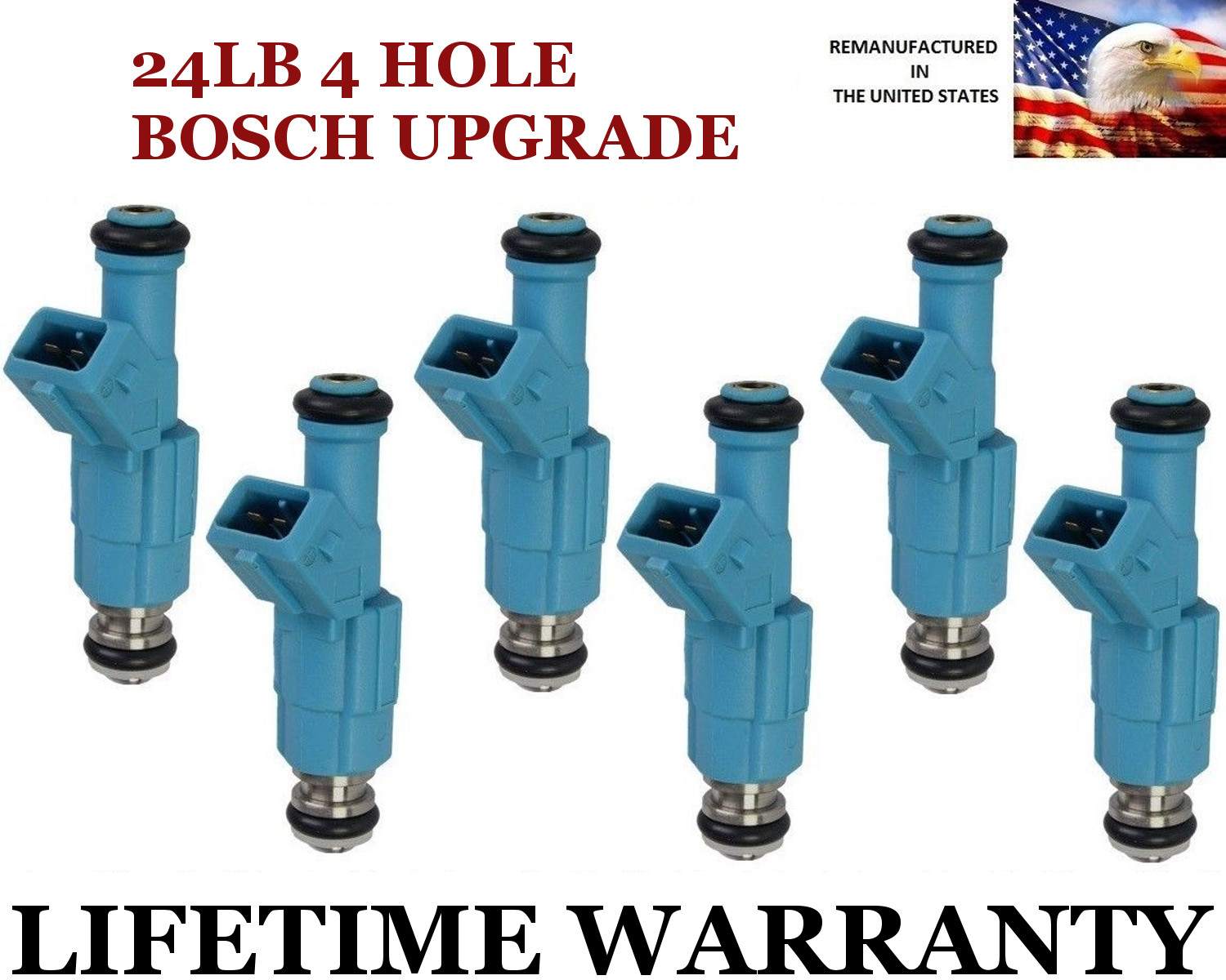 24LB Upgrade 6X Bosch 4 Hole Fuel Injectors for Ford F-150 4.2L Mustang ...