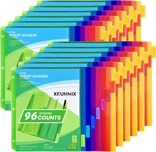 8-Tab Binder Dividers - Index Pockets Divider for 3 Ring Binders, 3 ...