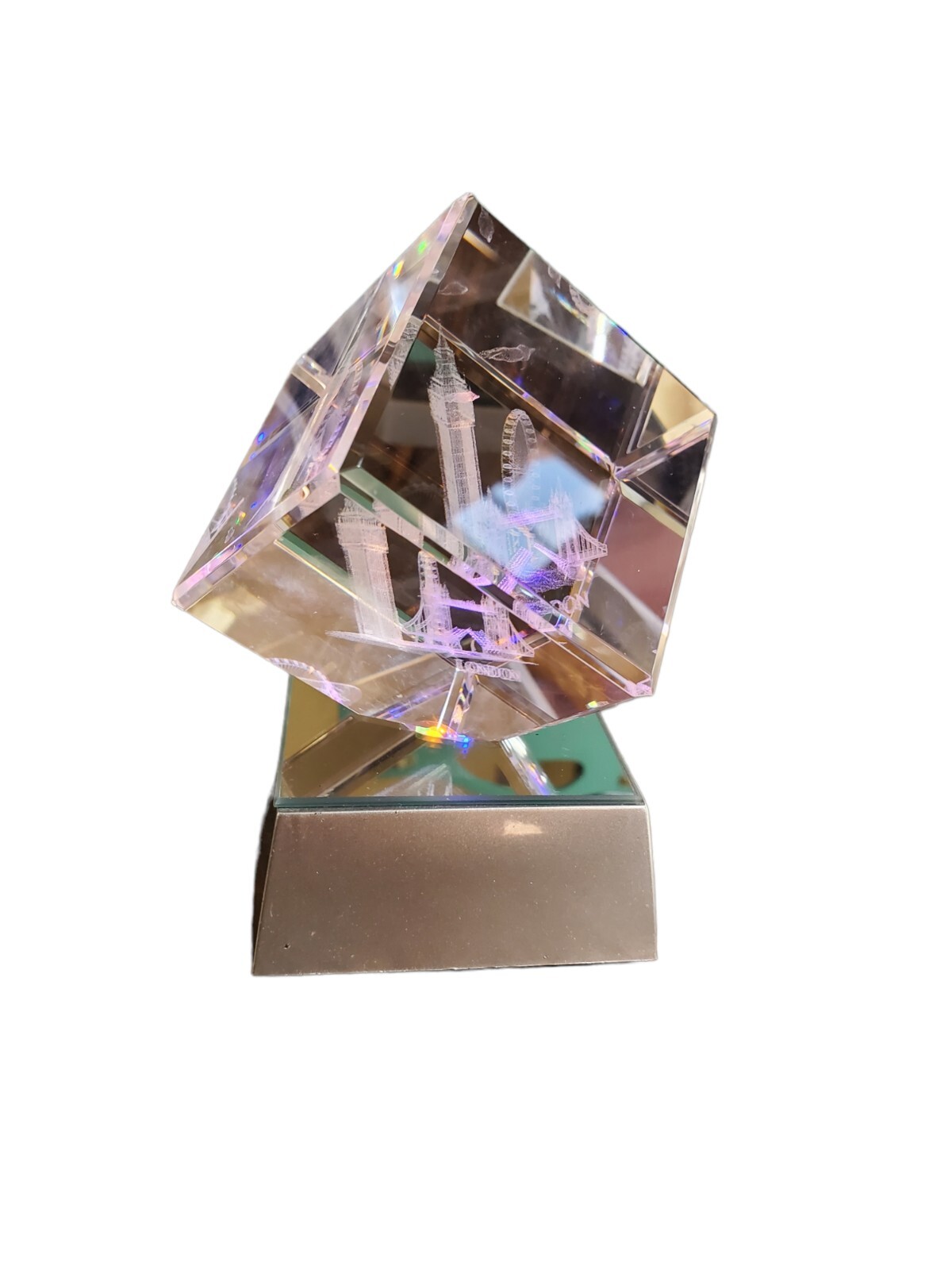 Glass Art Paperweight With Intricate Engraved London Collage | eBay