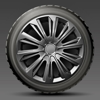 4 x 15 Inch WHEEL TRIMS 15" HUB CAPS HQ ABS Plastic Universal Push-In ...