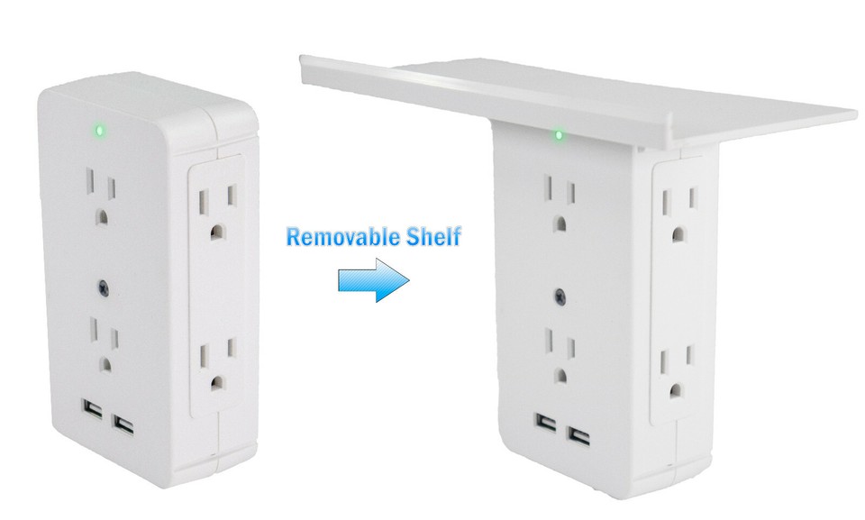 Wall Rotating Power Outlet Shelf Electrical Socket Wall Stand 6 Plugs ...
