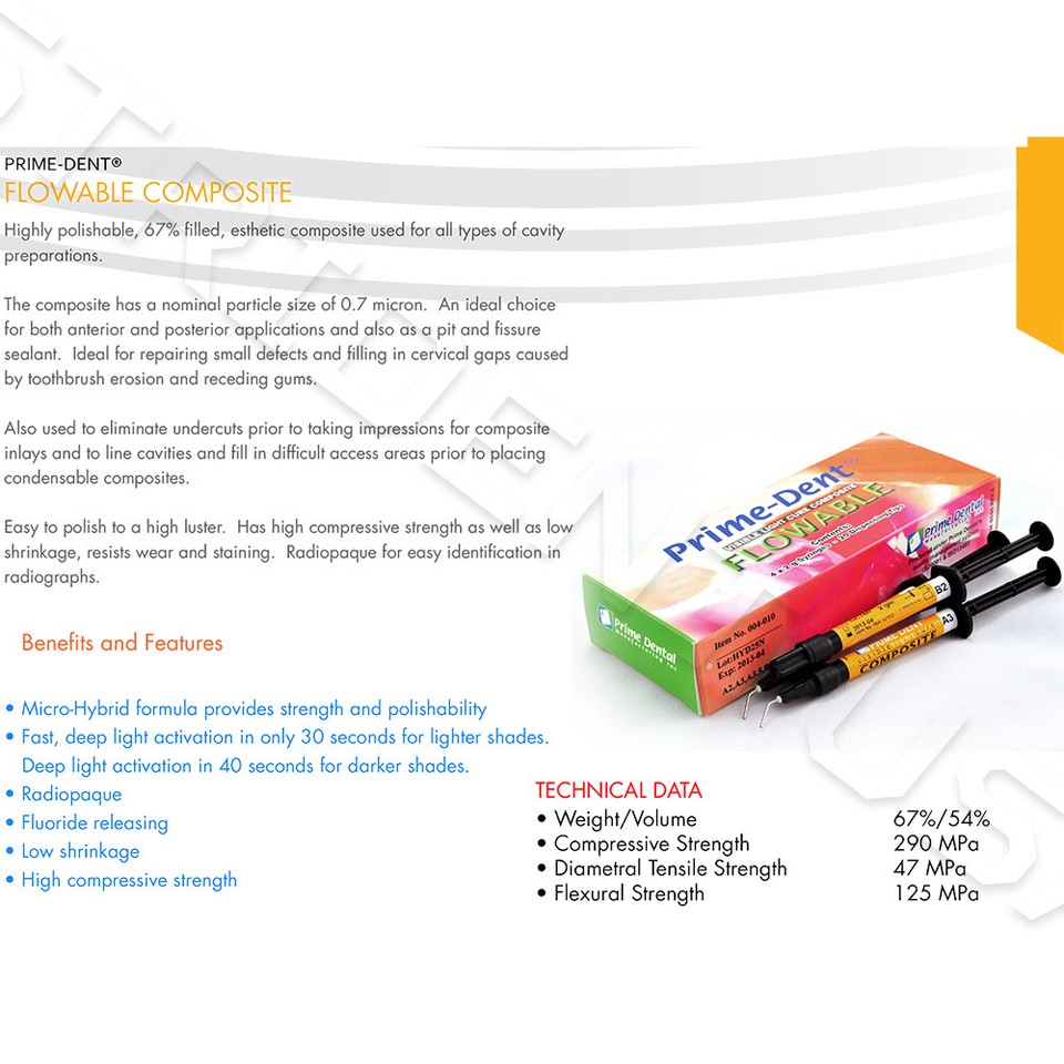 PRIME DENT FLOWABLE COMPOSITE B4 - 4 SYRINGE KIT - VLC | eBay