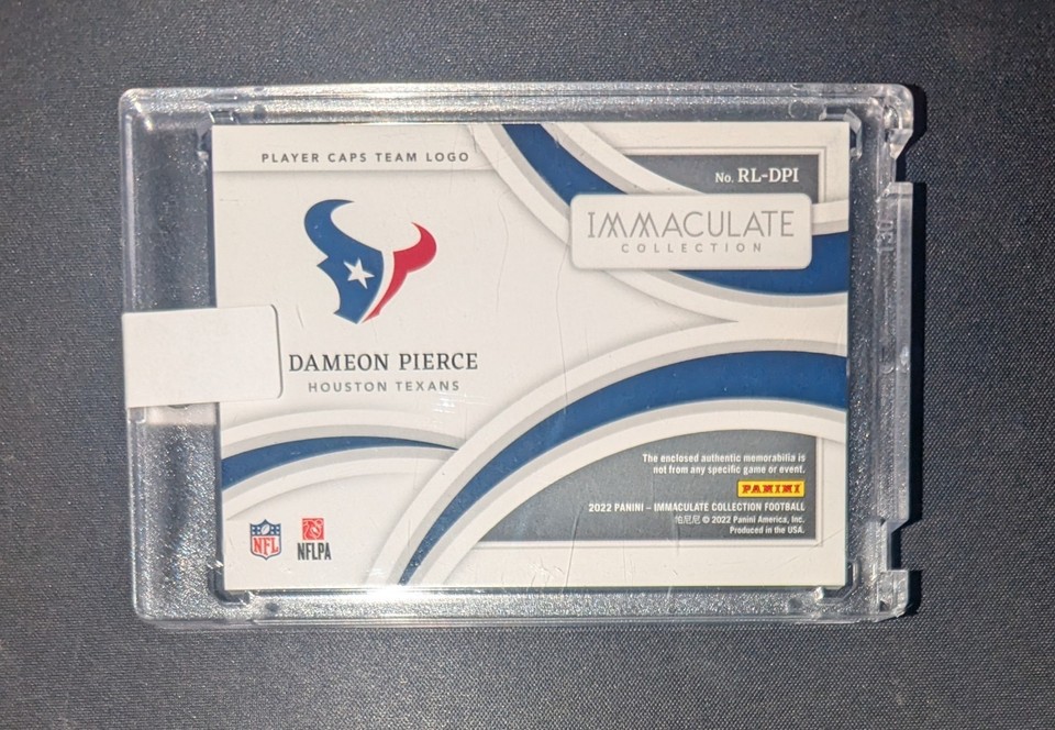 2022 Panini Immaculate Dameon Pierce Rookie Player Caps Team Logo /6 ...