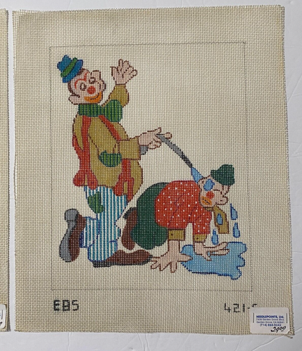EBS Creepy Clown Hand-Painted Needlepoint Canvas Roughly 8" x 10" - Lot ...