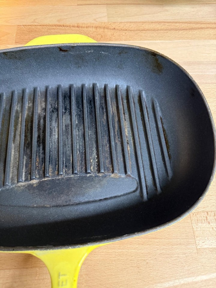 Vintage le Creuset Yellow Oval Cast Iron Grill Skillet Griddle Pan ...