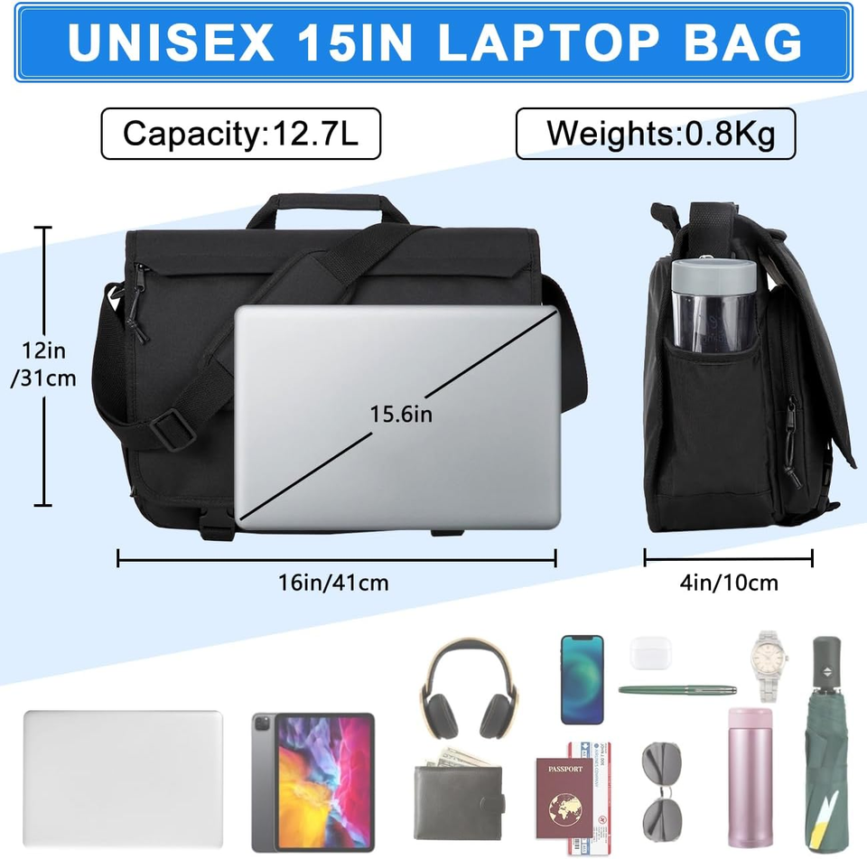 Messenger Bag for Men, Water Resistant Casual Satchel Briefcase Fashion ...