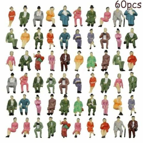 60Pcs All Seated 1/87 Painted Figures Passenger HO Scale Sitting People ...
