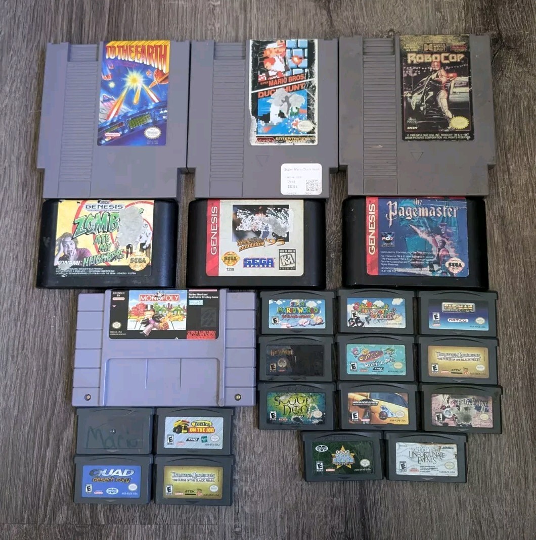 22 Mix Video Games Lot For Parts/Not Working Nintendo Sega GBA NES SNES ...