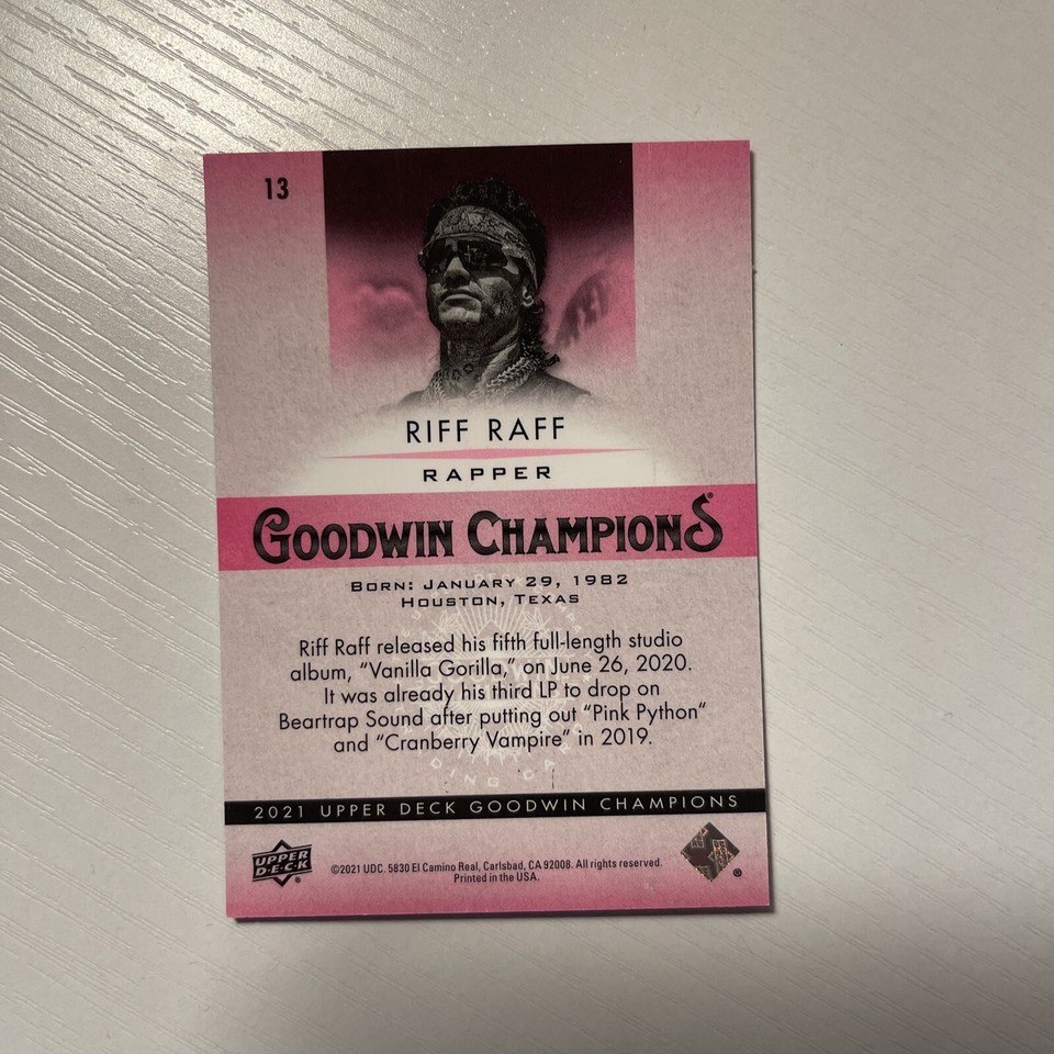 2021 Goodwin Champions Riff Raff 112/399 Pink Traxx Rapper Upper Deck ...