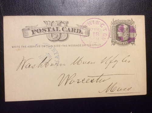 Post Card:Early U.S. Postal Card with Liberty “One Cent” pre-stamp from ...