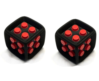 2 LEGO Black & Red 6 Sided Rubber Frame Game Die Dice Piece 4 Stud NEW ...