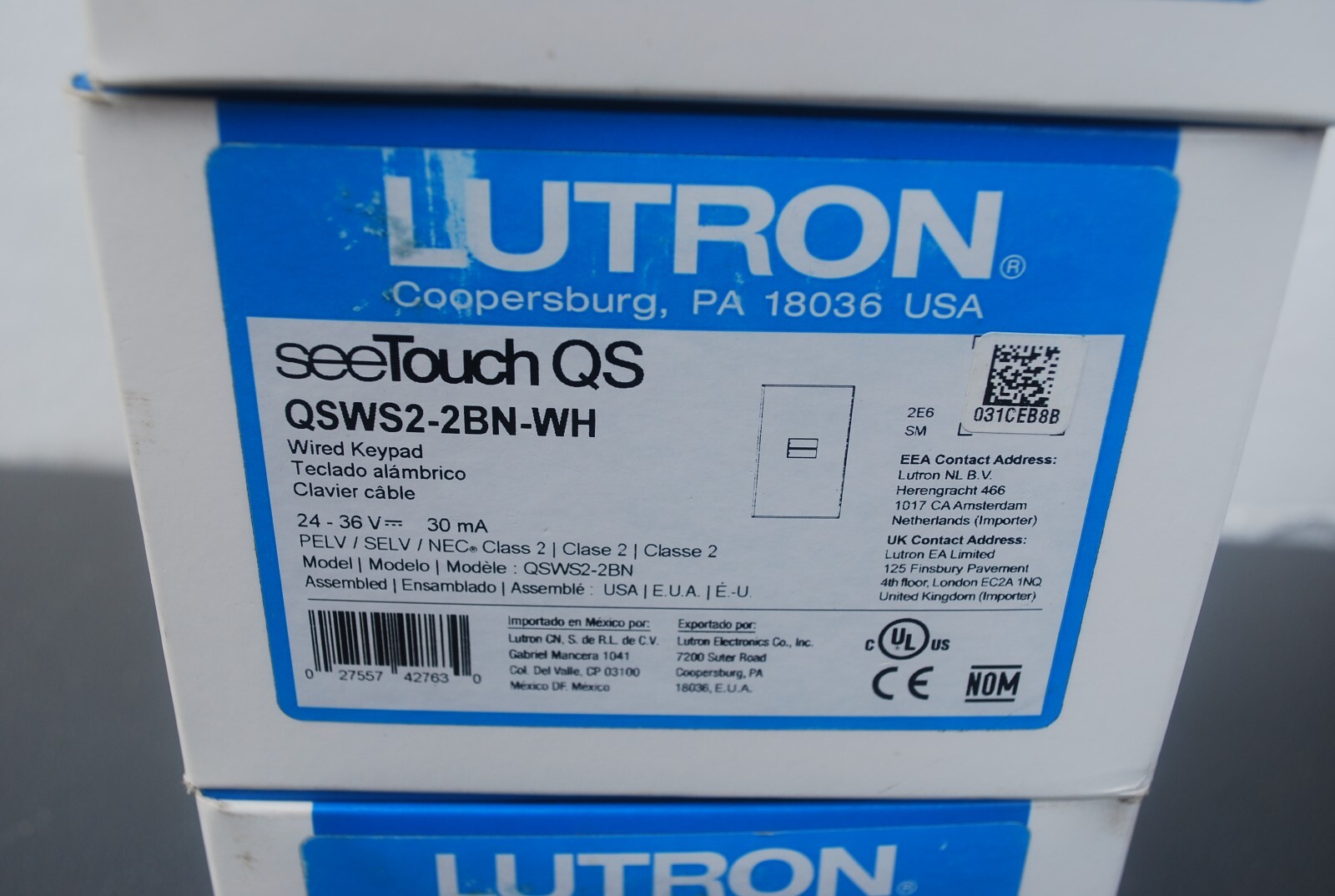 Lutron Qsws2-2bn-wh White 24v SeeTouch QS Wallstation Wall Station for ...