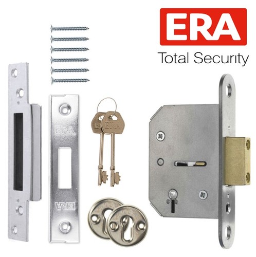 2.5" Chrome 5 Lever ERA Viscount DEADBOLT Mortice External Door Lock ...