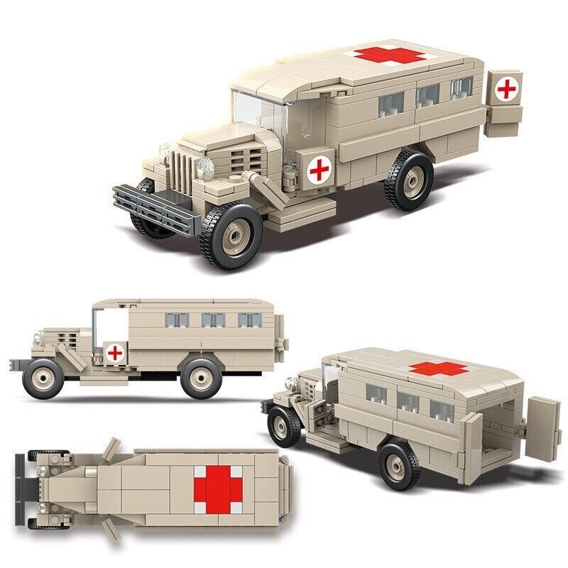 Building Blocks MOC Military WW2 GAZ-55 Ambulance Vehicle Bricks Model ...
