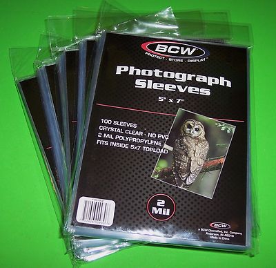 500 5X7 PHOTO SLEEVES-CRYSTAL CLEAR-ARCHIVAL SAFE-ACID FREE-2 MIL THICK ...