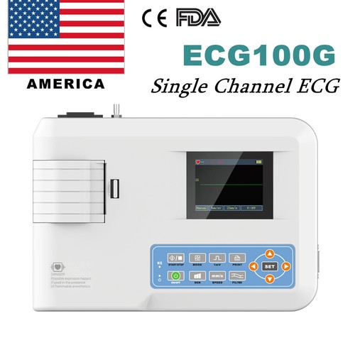 FDA ECG100G Color LCD Electrocardiograph Digital 1 channel 12 Lead ECG ...