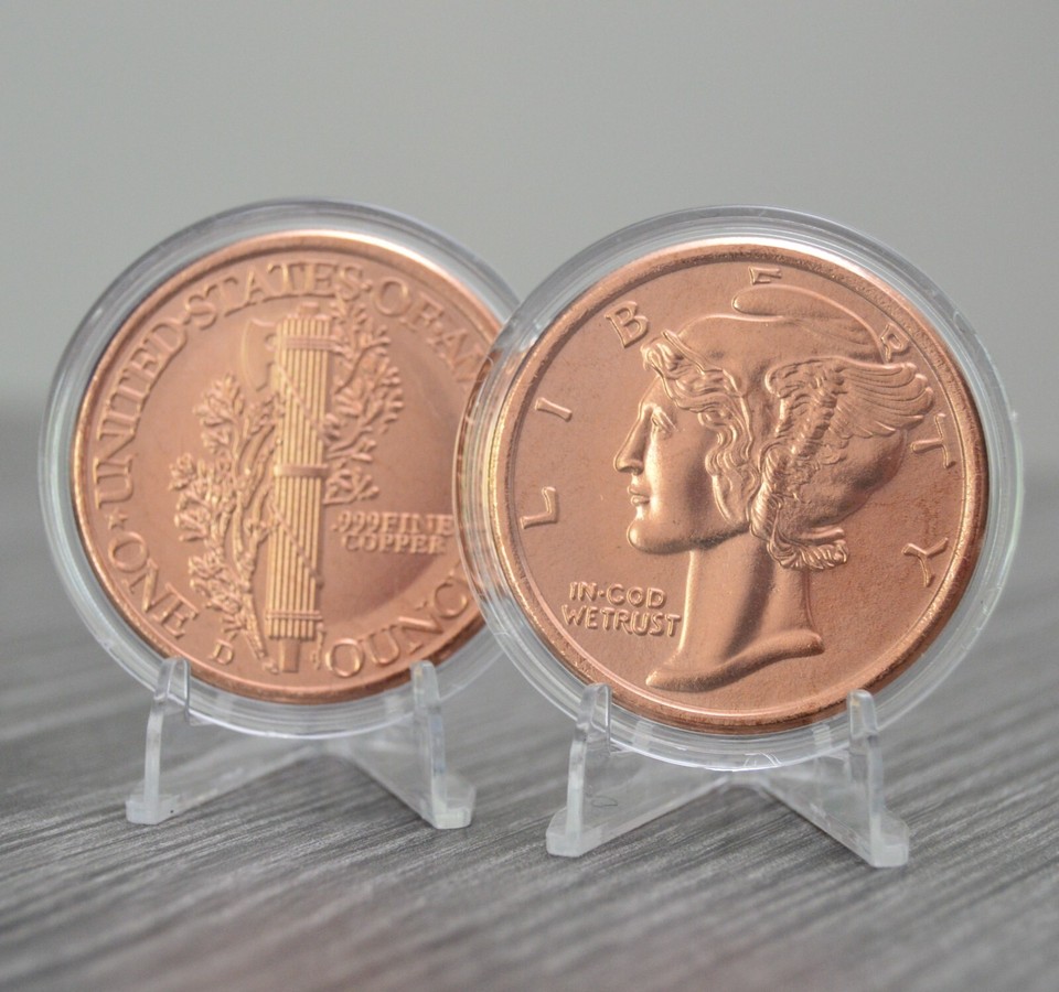 Mercury Dime 1 oz .999 Pure Copper Collectible Round Challenge Coin in ...