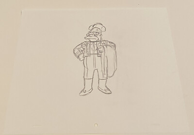 Simpsons Original Production Animation Sketch Drawing Cel Abe Rare! | eBay