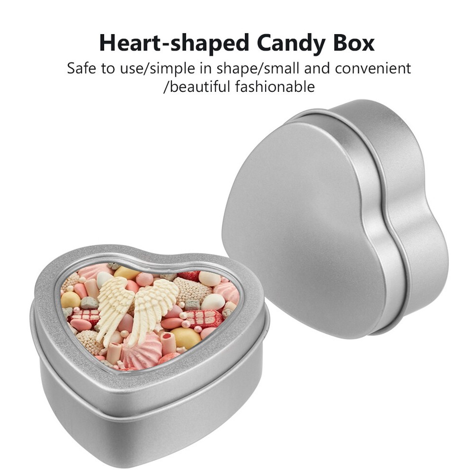 1/6/12x Small Heart Shaped Tin Can Metal Box Mints Candies Container ...