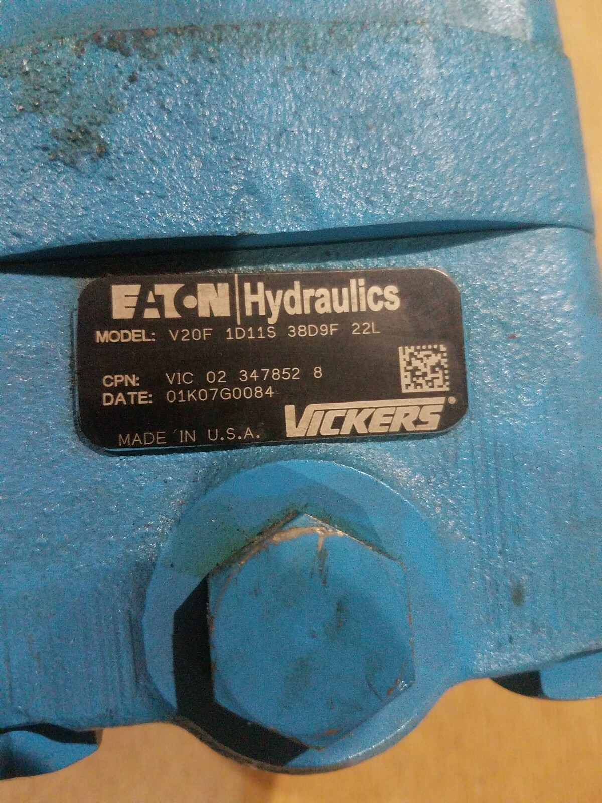 Eaton Vickers PUMP model V20F 1D11S 38D9F 22L , Cpn Vic 023478528 New ...