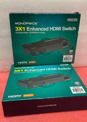 Monoprice HDX(C)-301E - 3x1 Enhanced HDMI Splitter Switch & Remote (QTY ...