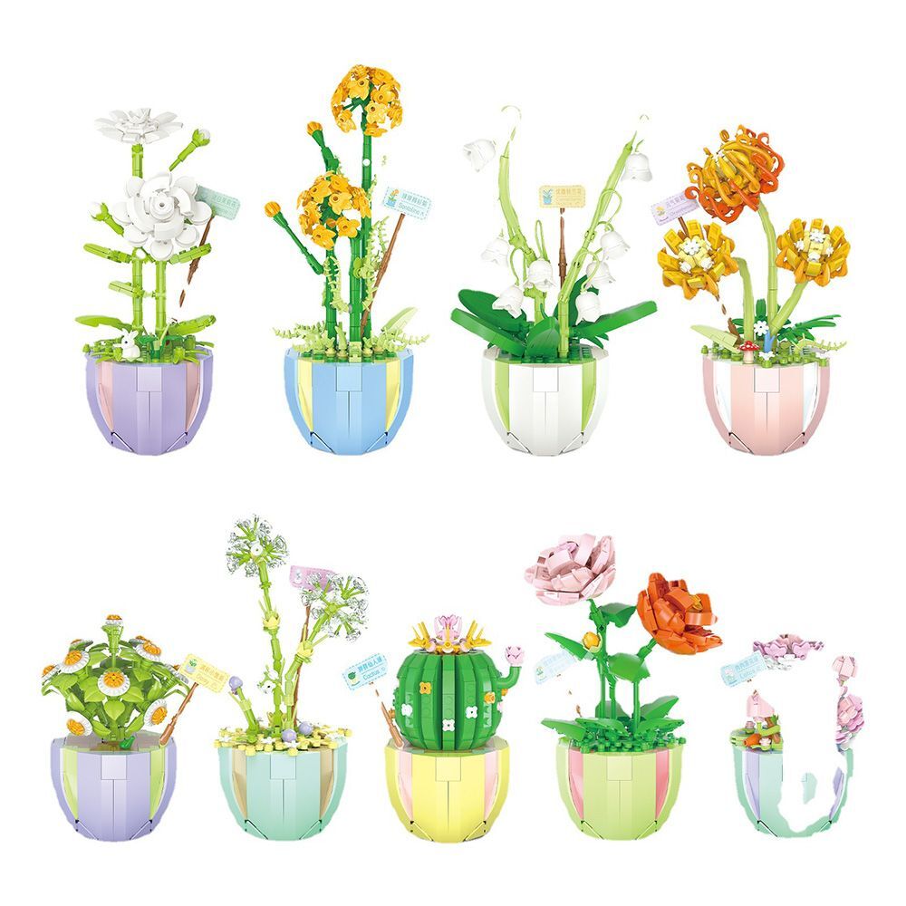 Three-dimensional Rose Flower Toy Bricks Building Blocks Flower Flower ...