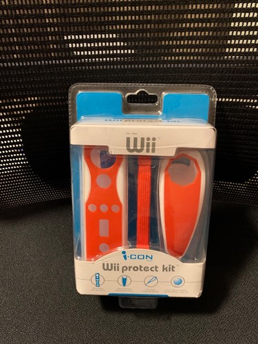 i-con Wii Protect Kit Red & White Silicon Glove & Nunchuk plus Safety ...