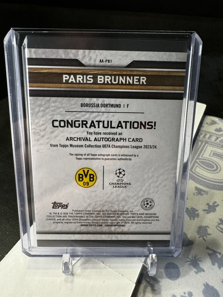 PARIS BRUNNER 2023-24 Topps Museum UEFA Archival Rookie Autograph /75 ...