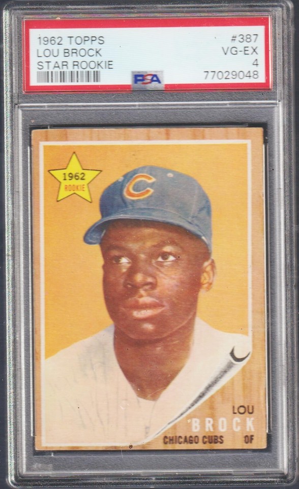1962 Topps BASEBALL CARD PSA 4 #387 Lou Brock Rookie HOF Beautiful For ...