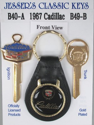 1967 Art Deco Cadillac Crest Gold Key Set '67 Large Head Yellow Gold V ...
