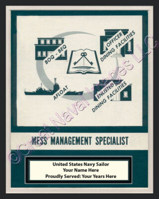 MESS MANAGEMENT SPECIALIST Rate Print 2 Personalized on Canvas US Navy ...